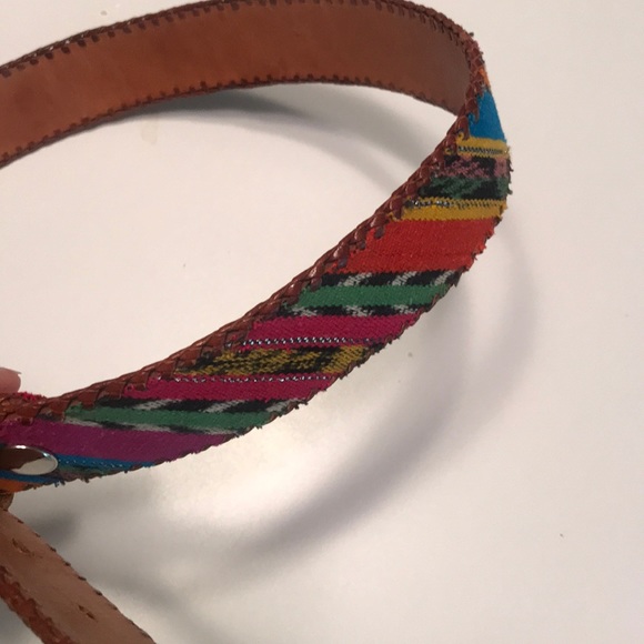 Vintage | Accessories | Vintage Mexican Leather Belt Boho Rainbow ...